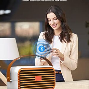 Sunoony Retro Bluetooth Speaker,Vintage Speaker with Dual Speakers, Stereo Lound Vollume, Bluetooth 5.0 Wireless Connection,TF Card,Answering Calls for Kitchen Bedroom Office Outdoor,Gift(White)