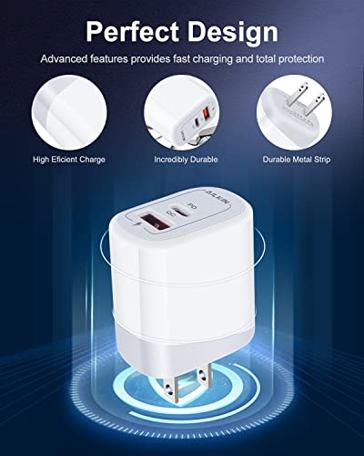 USB C Wall Charger, 20 W USBC Charger Block Fast Charging for iPhone 14 Pro Max 13 12 11 10 X Xr Xs Max 8 Plus 7 6, Apple Watch 8 7 USB C Brick Box Power Adapter Samsung Galaxy Cube Plug Cargador Base