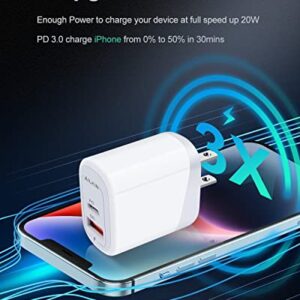 USB C Wall Charger, 20 W USBC Charger Block Fast Charging for iPhone 14 Pro Max 13 12 11 10 X Xr Xs Max 8 Plus 7 6, Apple Watch 8 7 USB C Brick Box Power Adapter Samsung Galaxy Cube Plug Cargador Base