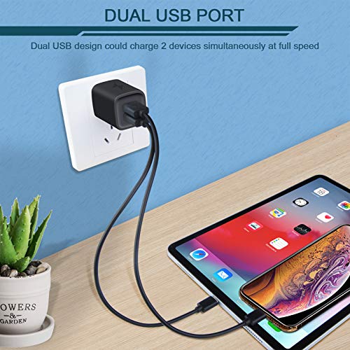 Wall Charger Plug, USB Charger Cube, Ailkin 2.1A 2-Muti Port USB Adapter Power Plug Charging Station Box Base for iPhone 13/12/12Pro/11 Pro Max/X/8/7, iPad, Samsung Phones USB Charging Block Brick