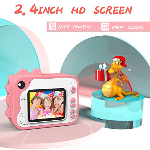 USHINING Instant Print Camera for Kids 12MP Digital Camera for Kids Aged 3-12 Ink Free Printing Video Camera for Kids 1080P 2.4 Inch Screen with 32GB SD Card,Color Pens,Print Papers (Pink)