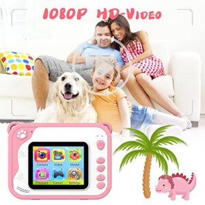 USHINING Instant Print Camera for Kids 12MP Digital Camera for Kids Aged 3-12 Ink Free Printing Video Camera for Kids 1080P 2.4 Inch Screen with 32GB SD Card,Color Pens,Print Papers (Pink)