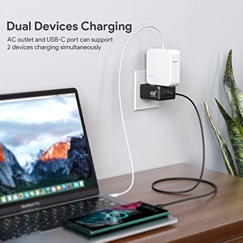 45W Super Fast Charging 2.0, LENCENT GaN PPS USB C Fast Charger with AC Outlet, Compatible for Samsung Galaxy S23/S23+/S23 Ultra/S22/S22 Ultra/S21/Note 20/Note 10, Laptop, 6.6ft Type C Cable Included