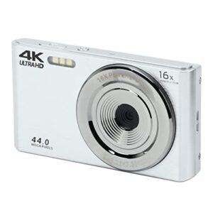 jopwkuin 16x digital zoom camera, plastic housing hd camera built in fill light 44mp for photography(silver)