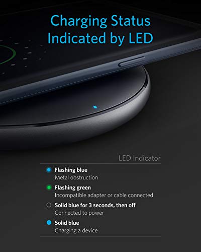 Anker 10W Max Wireless Charger, 313 Wireless Charger (Pad), Qi-Certified Wireless Charging for iPhone 14/14 Pro/14 Plus/14 Pro Max, 10W Fast Charging for Galaxy S20/S10/S9/S8, Note10 (No AC Adapter)