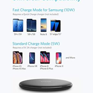 Anker 10W Max Wireless Charger, 313 Wireless Charger (Pad), Qi-Certified Wireless Charging for iPhone 14/14 Pro/14 Plus/14 Pro Max, 10W Fast Charging for Galaxy S20/S10/S9/S8, Note10 (No AC Adapter)