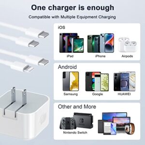 iPhone Dual USB-C Port Compact Power Adapter [GaN] PD 3.0 Foldable USB Type C Plug Fast Wall Charger Block for iPhone 14 13 12 11 Pro Max Plus Mini, iPad, AirPods, MacBook Air【Without Cable】