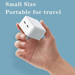 iPhone Dual USB-C Port Compact Power Adapter [GaN] PD 3.0 Foldable USB Type C Plug Fast Wall Charger Block for iPhone 14 13 12 11 Pro Max Plus Mini, iPad, AirPods, MacBook Air【Without Cable】