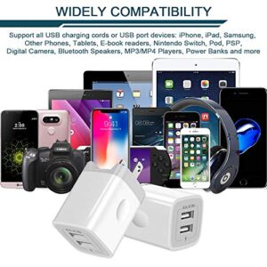 USB Wall Charger, Foldable Charger Adapter, AILKIN 2Pack 2.4Amp Dual Port Quick Charger Plug Cube AC Travel Box for iPhone 14 Pro Max 13 12 11Pro Max/X/XS/XR/8/7/6S Plus, Samsung Galaxy S10/S9/S8 Edge