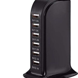 Charging Station for Multiple Devices, USB Charging Hub 30W 6 Port Fast Charging Station, Multiport Wall Charger Quick Charge 2.1A Tower Power Adapter