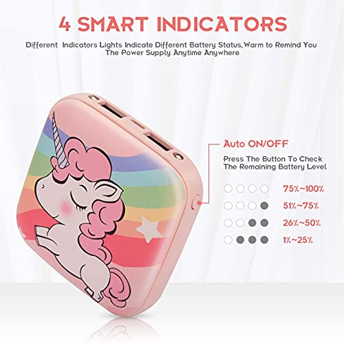 Sethruki Cute Portable Charger 10000mAh, Unicorn Mini Fast Charging Power Bank Gift Girl Kid Compact External Battery Pack with Dual USB Output for iPhone iPad Samsung Google Andiord Cellphone