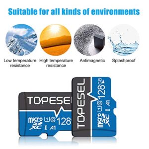 TOPESEL 128GB Micro SD Card SDXC Memory Cards UHS-I TF Card Class 10 for Camera/Phone/Galaxy/Drone/Dash Cam/GOPRO/Tablet/PC/Computer(1 Pack U1 128GB)