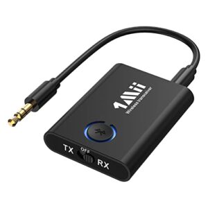 1mii bluetooth 5.2 transmitter receiver for tv, bluetooth adapter for tv aptx low latency dual link, 3.5mm bluetooth audio transmitter for mp3 airplanes boats treadmill gaming