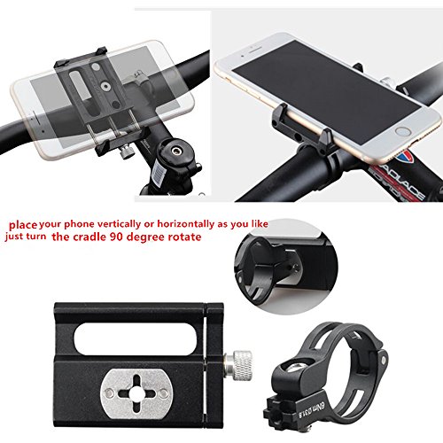 GUB Mountian Bike Phone Mount Bicycle Holder, Aluminum Alloy Adjustable Bike Cell Phone GPS Mount Holder Rotating Cradle Clamp for Bicycle Motorbike,iPhone Samsung Android Smartphones (Black)