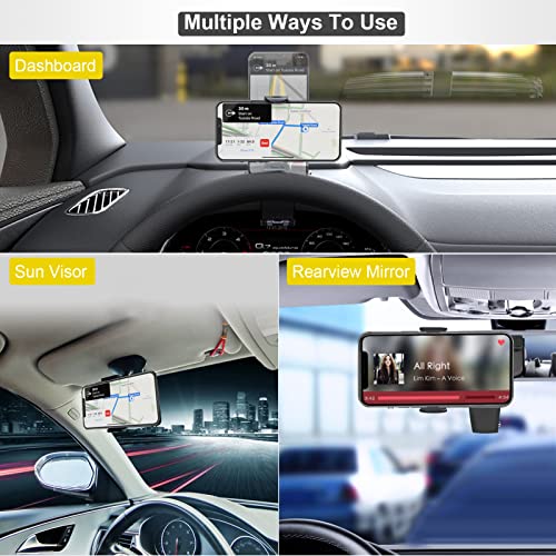 DOTAATDW Car Phone Holder, Car Dashboard Phone Holder, 360 Degree Rotation Car Phone Mount Universal Car Clip Mount Stand with Parking Number Plate Suitable for 4-6.5 ” Smartphone