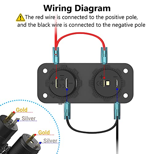 [Upgraded Version] 12V Cigarette Lighter Socket, Quick Charge 3.0 & PD 3.0 USB Charger Power Outlet with Button Switch, Waterproof 12 Volt Adapter for Car Motorcycle Boat Marine RV Golf Cart etc.