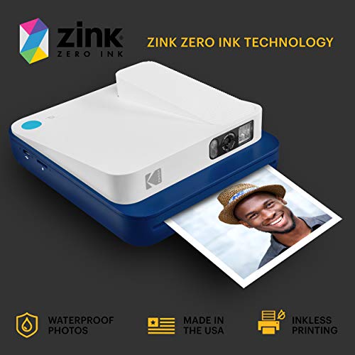 KODAK Smile Classic Digital Instant Camera for 3.5 x 4.25 Zink Photo Paper - Bluetooth, 16MP Pictures (Blue)