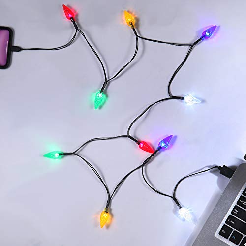 LED Christmas Light Phone Charger Cord USB Charging Cable Gift for Phone 13/12/11 Pro/XS/XS Max/XR/X/8 Plus/ 8/7 Plus/7s Plus/6s/6 with 10 Lights Christmas Decorations(Black)