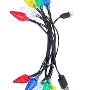 LED Christmas Light Phone Charger Cord USB Charging Cable Gift for Phone 13/12/11 Pro/XS/XS Max/XR/X/8 Plus/ 8/7 Plus/7s Plus/6s/6 with 10 Lights Christmas Decorations(Black)