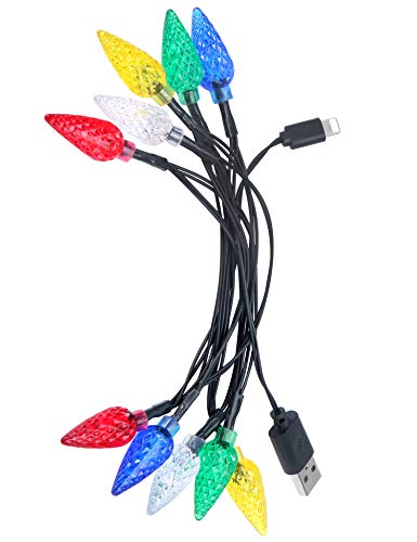 LED Christmas Light Phone Charger Cord USB Charging Cable Gift for Phone 13/12/11 Pro/XS/XS Max/XR/X/8 Plus/ 8/7 Plus/7s Plus/6s/6 with 10 Lights Christmas Decorations(Black)