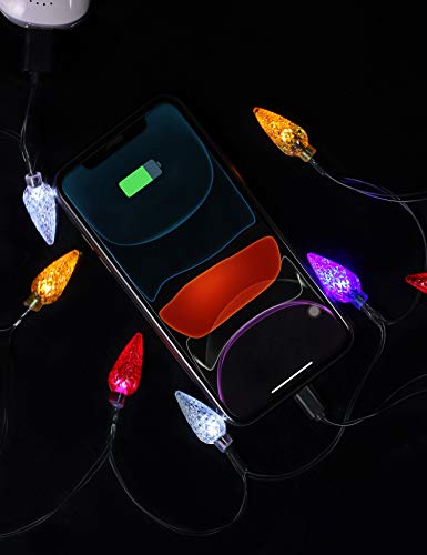 LED Christmas Light Phone Charger Cord USB Charging Cable Gift for Phone 13/12/11 Pro/XS/XS Max/XR/X/8 Plus/ 8/7 Plus/7s Plus/6s/6 with 10 Lights Christmas Decorations(Black)