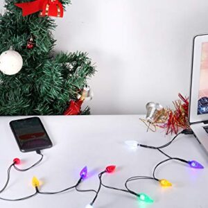 LED Christmas Light Phone Charger Cord USB Charging Cable Gift for Phone 13/12/11 Pro/XS/XS Max/XR/X/8 Plus/ 8/7 Plus/7s Plus/6s/6 with 10 Lights Christmas Decorations(Black)