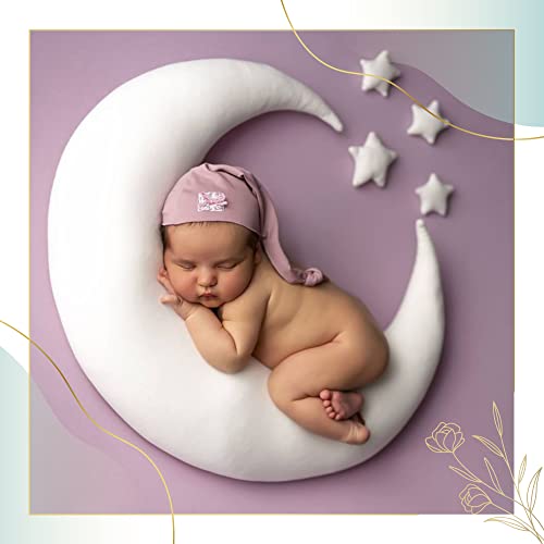 M&G House Newborn Photography Accessories Pillow Newborn Photography Outfits Girl Boy Half Moon Pillow Crescent Star Pillows Basket Photo Prop Baby Photoshoot Props Studio Set(White)