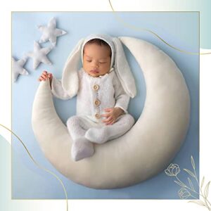 M&G House Newborn Photography Accessories Pillow Newborn Photography Outfits Girl Boy Half Moon Pillow Crescent Star Pillows Basket Photo Prop Baby Photoshoot Props Studio Set(White)