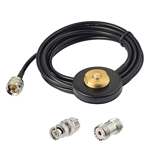 Superbat NMO Antenna Mount 3m Nmo 3/4 Hole Mount Antenna Cable Roof with SO239 to BNC Adapter + SO239 Female Coupler for Yaesu Kenwood HYT Vertex Icom Trunk Mobile Radios 1PS