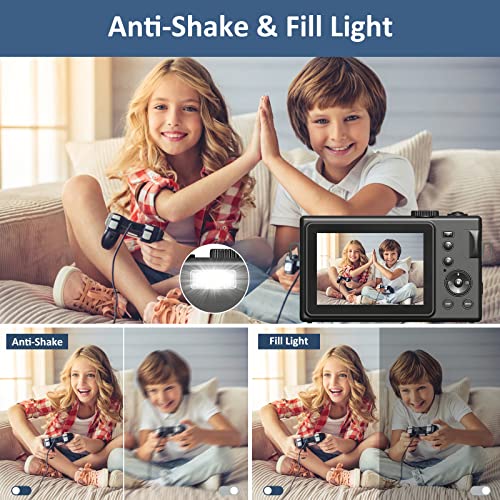 Kids Digital Camera, FHD 1080P 24MP Compact Camera, 1500mah Rechargeable Camera 3.0 inch Screen Photography Camera, Portable Camera for Children, Beginners, Boys & Girls