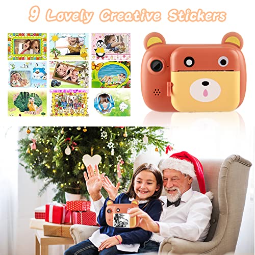 Instant Print Camera for Kids - Updgrade Selfie Kids Camera with Zero Ink | Dual Lens | 1080P HD | 2.4 Inch | 1000 mAh | 3 Rolls Print Paper Camera for Girls Boys Age 3-12 Birthday