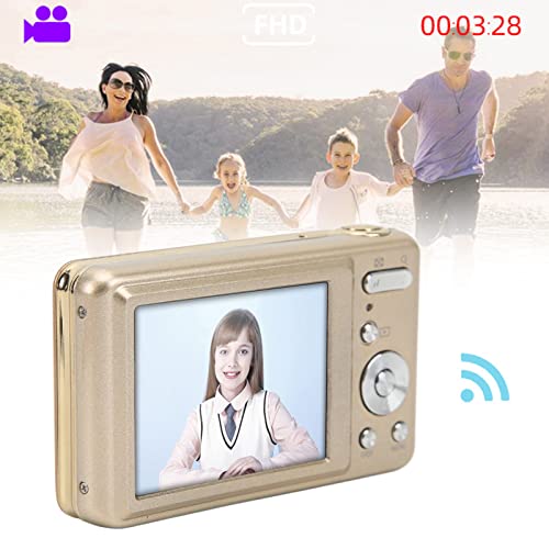 2.7 Inch 8X Optical Zoom Camera, Portable 48MP High Definition Digital Camera for Daily and Travel, ABS Metal Digital Camera for Children, Beginners, Teenagers(Gold)