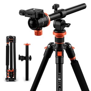 phopik camera tripod 76 inch camera tripod with rotatable horizontal center column, aluminium professional tripod for dslr with 360 degree ball head, quick release plate