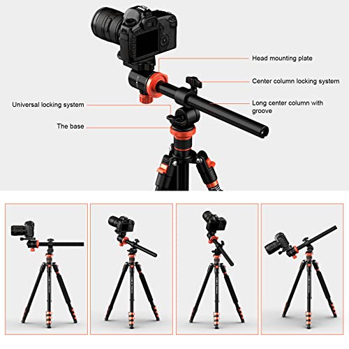 PHOPIK Camera Tripod 76 Inch Camera Tripod with Rotatable Horizontal Center Column, Aluminium Professional Tripod for DSLR with 360 Degree Ball Head, Quick Release Plate