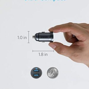 Anker Car Charger, Mini Aluminum Alloy 24W Dual USB Car Charger with Elite Dual Port 24W Wall Charger