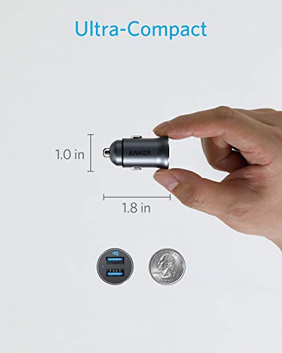 Anker Car Charger, Mini Aluminum Alloy 24W Dual USB Car Charger with Elite Dual Port 24W Wall Charger