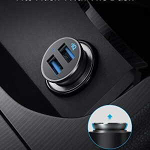 Anker Car Charger, Mini Aluminum Alloy 24W Dual USB Car Charger with Elite Dual Port 24W Wall Charger