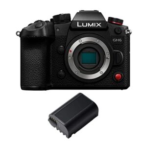 panasonic lumix gh6 mirrorless camera body with panasonic dmw-blk22 7.4v 3050mah lithium-ion battery pack for lumix s5, gh5, g9, gh5s bundle (2 items)