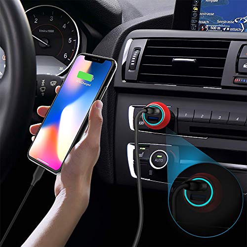 USB Car Charger,Coolfor 36W Dual Fast Car Charger Adapter Compatible with iPhone 11/Xs/Xs max/Xr/X/8/7/6/5,iPad Pro/Air/Mini/,Samsung Galaxy S10/S9/S9+/S8/S7,Note 9/Note8,LG,Pixel and More,Red