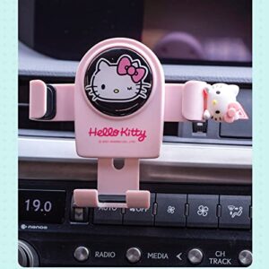 MicroMall Kawaii Hello Kitty Pink Air Vent Car Mount, Hands Free Cell Phone Holder for Car, Clamp Cradle, Compatible with All iPhone Android Smartphone