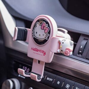 MicroMall Kawaii Hello Kitty Pink Air Vent Car Mount, Hands Free Cell Phone Holder for Car, Clamp Cradle, Compatible with All iPhone Android Smartphone