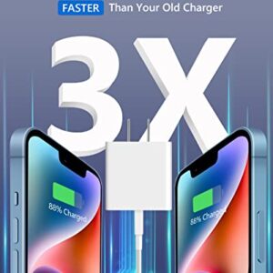 iPhone 14 13 12 11 Fast Charger 10 FT [Apple MFi Certified], 10FT Long Lightning Cable Cord with 20W Rapid USB C Wall Charger Block Quick Speed Charging for iPhone 14/Plus/Pro Max, 13/12/11/XS/XR/iPad