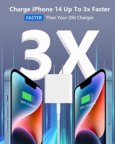 iPhone 14 13 12 11 Fast Charger 10 FT [Apple MFi Certified], 10FT Long Lightning Cable Cord with 20W Rapid USB C Wall Charger Block Quick Speed Charging for iPhone 14/Plus/Pro Max, 13/12/11/XS/XR/iPad