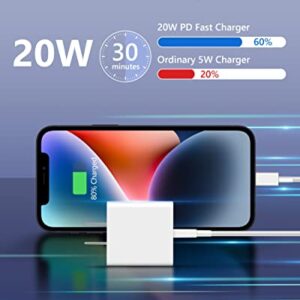 iPhone 14 13 12 11 Fast Charger 10 FT [Apple MFi Certified], 10FT Long Lightning Cable Cord with 20W Rapid USB C Wall Charger Block Quick Speed Charging for iPhone 14/Plus/Pro Max, 13/12/11/XS/XR/iPad