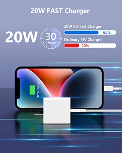 iPhone 14 13 12 11 Fast Charger 10 FT [Apple MFi Certified], 10FT Long Lightning Cable Cord with 20W Rapid USB C Wall Charger Block Quick Speed Charging for iPhone 14/Plus/Pro Max, 13/12/11/XS/XR/iPad