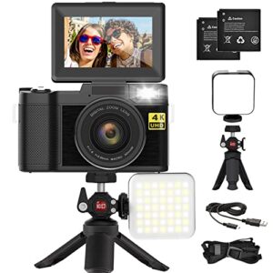 digital camera 4k 48mp autofocus full hd vlogging camera for youtube flip screen compact camera for beginners vloggers photography with rechargeable batteries accessories kit