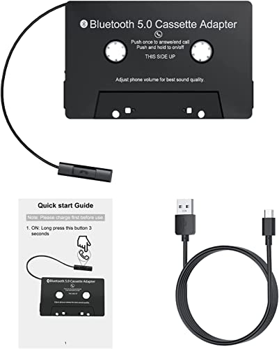 Kedok Audio Cassette Aux Adapter, Bluetooth 5.0 Cassette Receiver,Cassette Tape to Aux Adapter,Tape Audio Adapter, Tape Desk Player for Listening Mobile Phone Music and Car Voice,Hands Free