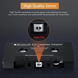 Kedok Audio Cassette Aux Adapter, Bluetooth 5.0 Cassette Receiver,Cassette Tape to Aux Adapter,Tape Audio Adapter, Tape Desk Player for Listening Mobile Phone Music and Car Voice,Hands Free