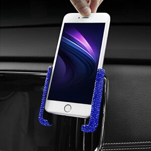 osircai bling car mount stand phone holder, universal crystal rhinestone cell phone holder mini car dash air vent 360° adjustable auto phone mount car accessories for women girls blue