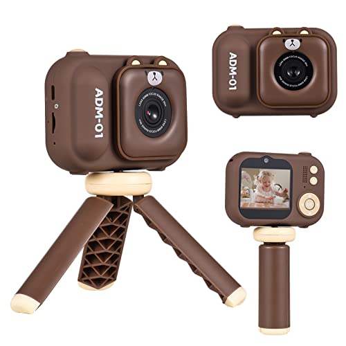 Andoer 1080P Kids Digital Camera Mini Video Camera for Kids 48MP 2.4 Inch IPS Screen Dual Lens Built-in Battery with 32GB Memory Card & Card Reader & Desktop Tripod Birthday for Kids